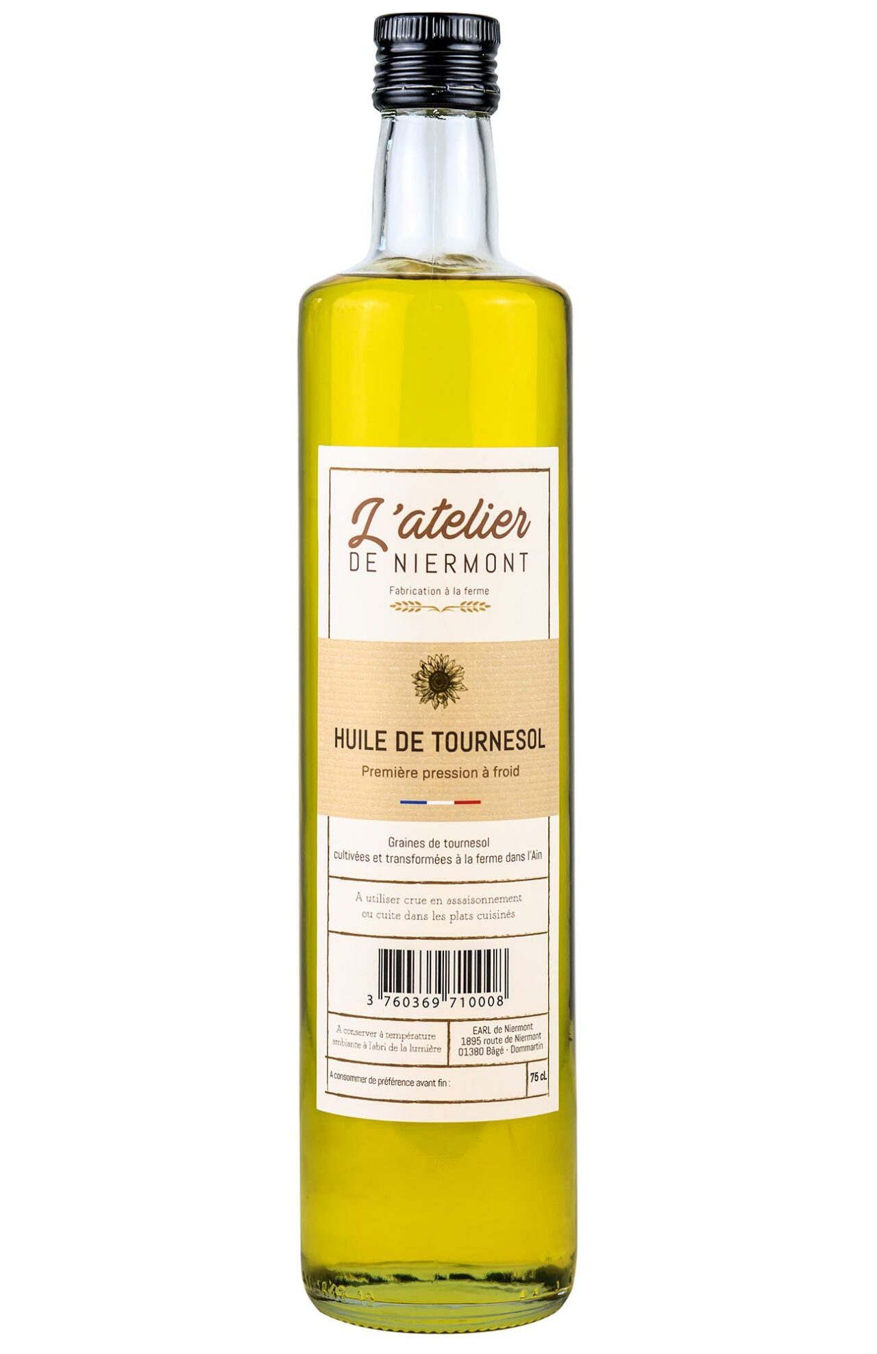 Huile de tournesol (75 cl) – L’atelier de Niermont